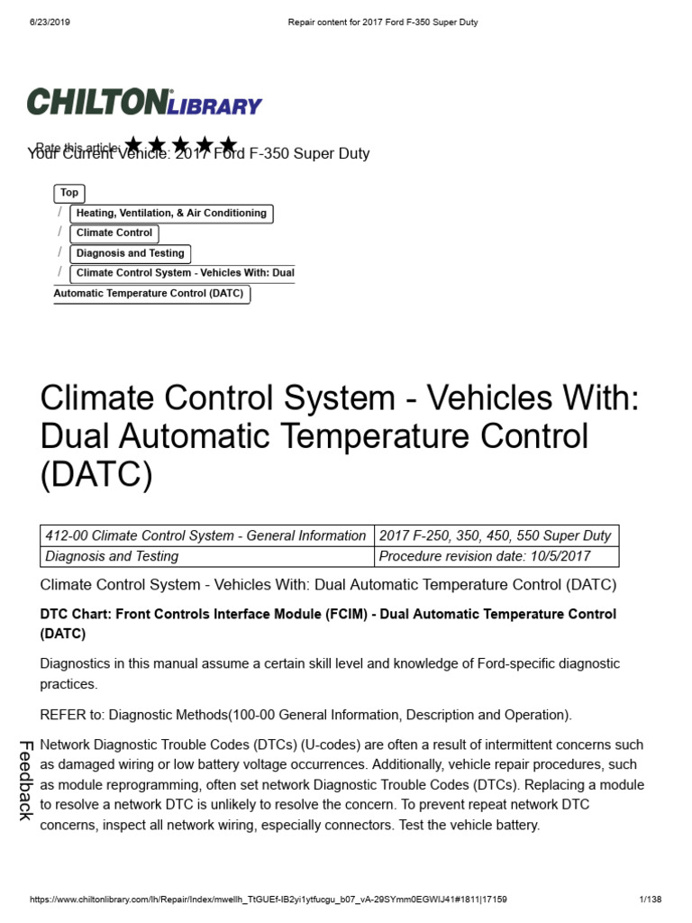 2017 Ford 6.7L Climate Control - DATC | PDF | Relay | Medical Diagnosis