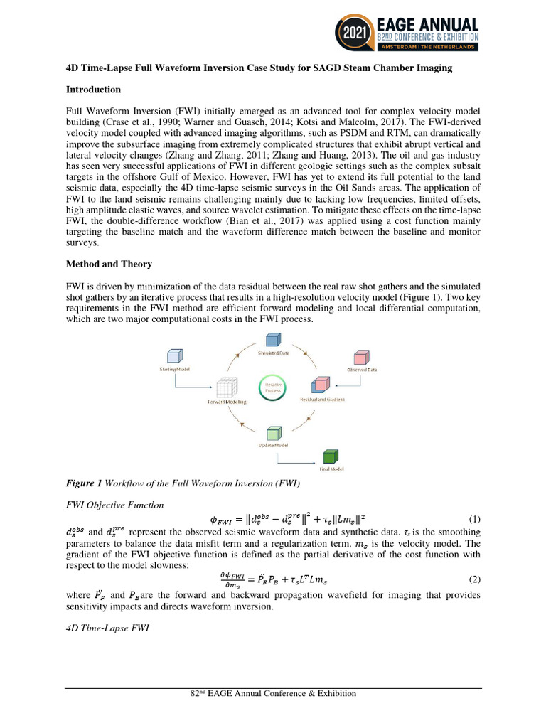 4D Time Lapse Full Waveform Inversion Ca | PDF | Inverse Problem | Reflection Seismology