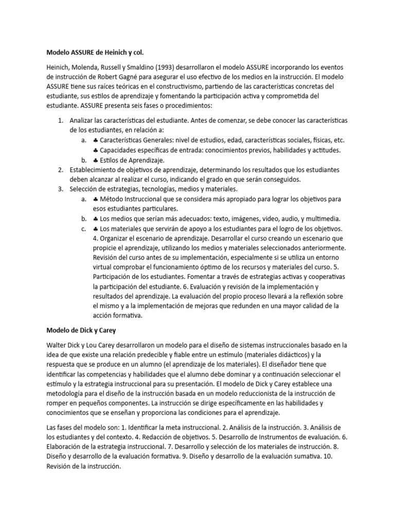 Modelo ASSURE: Diseño Instruccional Efectivo | PDF | Aprendizaje ...