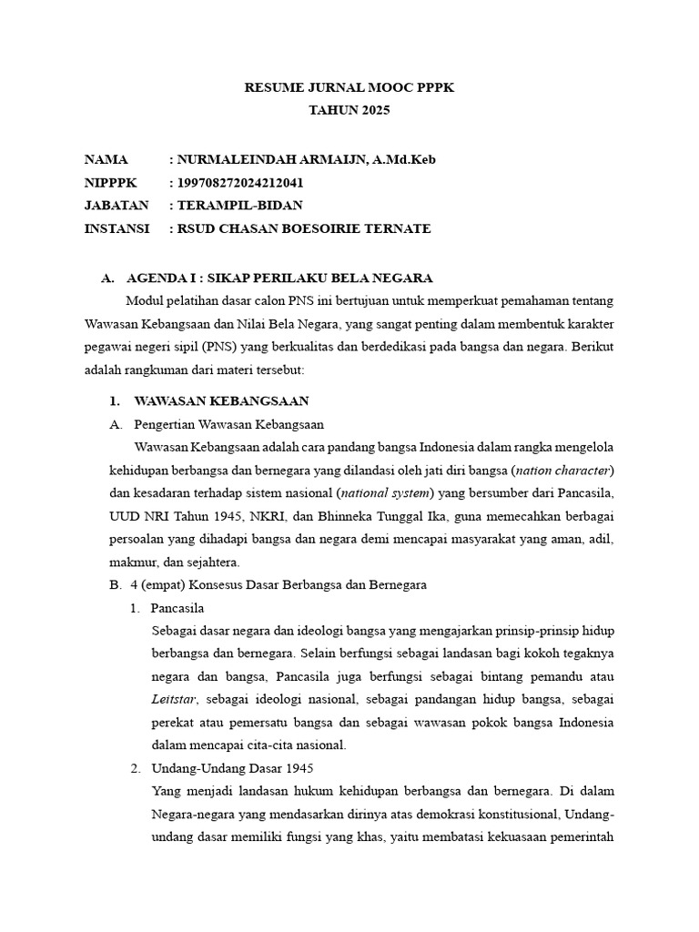 Resume Pelatihan Bela Negara PNS 2025 | PDF