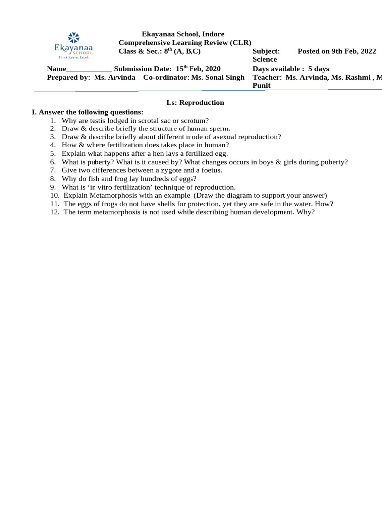 Chapter 9, Reproduction clr | PDF