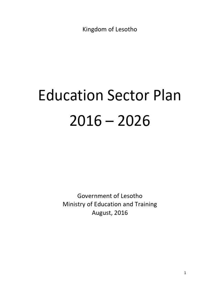 Education Sector Plan 2016-2026. Lesotho | PDF | Poverty | Poverty ...