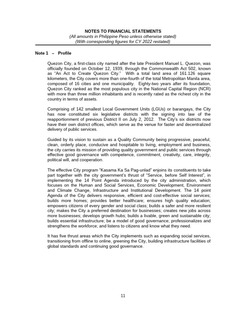 08 QuezonCity2023 Part1-Notes To FS | PDF | Revenue | Depreciation