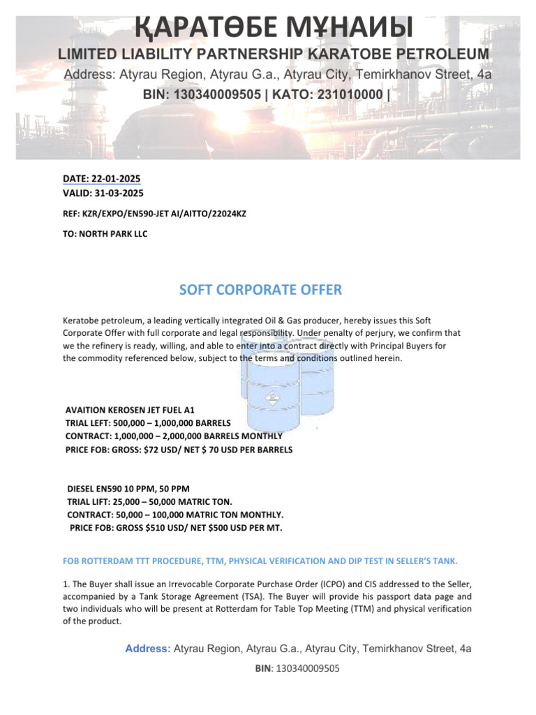 Karatobe Petroleum Sco North Park | PDF | Petroleum | Hydrocarbons