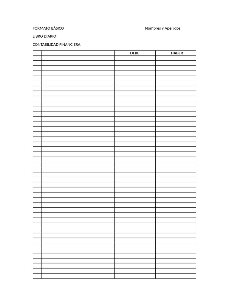 Planilla de Libro Diario | PDF