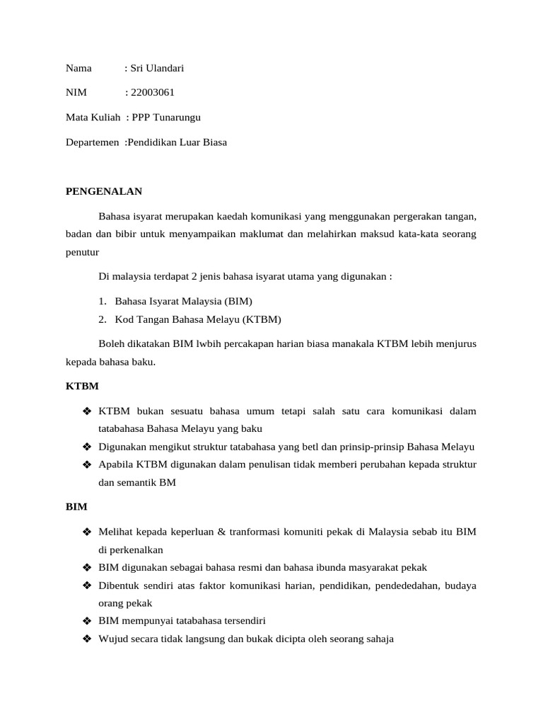 Resume Ii Tunarungu Prof Hanafi Sri Ulandari | PDF