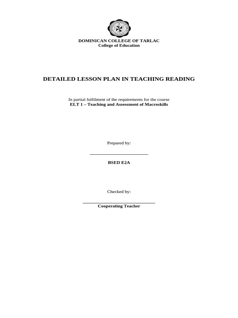 ELT 1 Modified Detailed LP | PDF | Lesson Plan | Learning