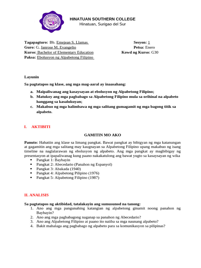 Banghay Aralin | PDF