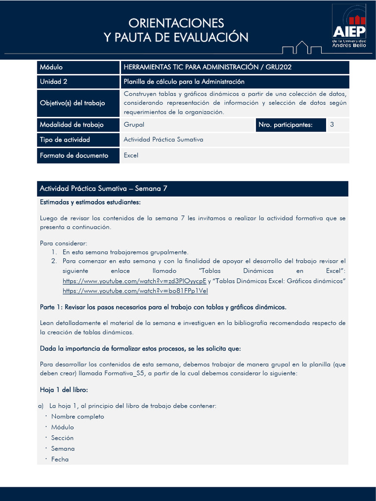 Evaluación TIC: Tablas Dinámicas Excel | PDF | Microsoft Excel | Informática