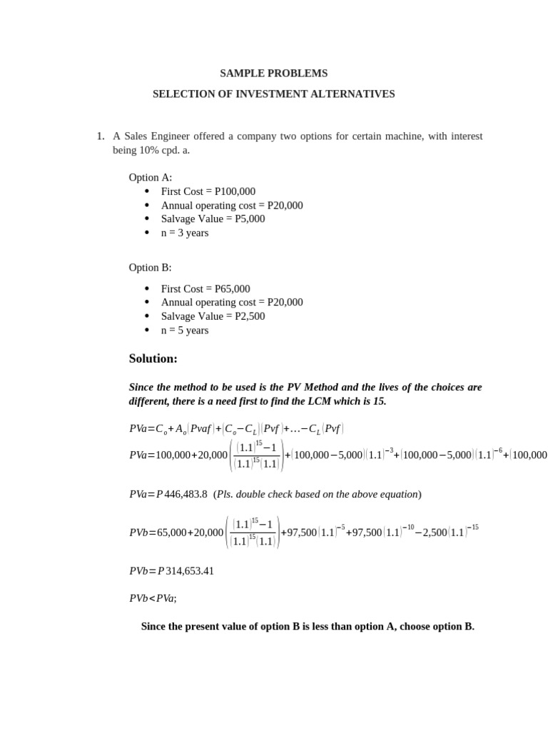 Investment Alternatives Evaluation Guide | PDF | Money | Applied ...