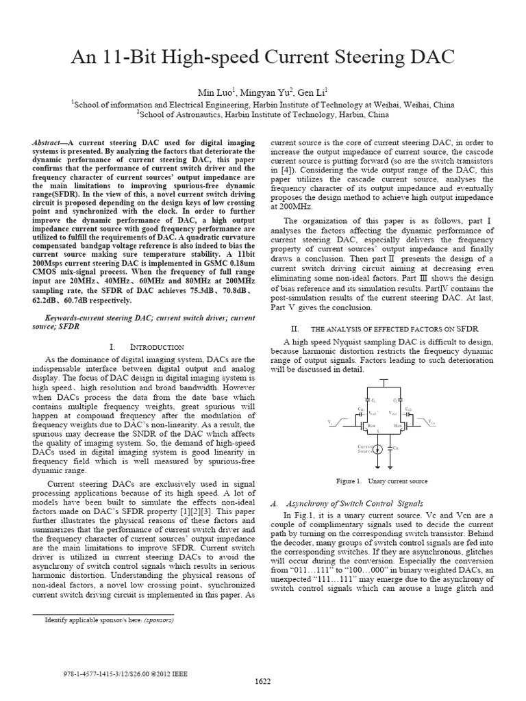 An_11-bit_high-speed_current_steering_DAC | PDF | Digital To Analog Converter | Sampling (Signal ...