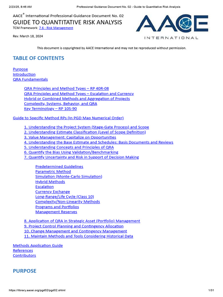 Professional Guidance Document No. 02 - Guide To Quantitative Risk Analysis | PDF | Risk | Net ...
