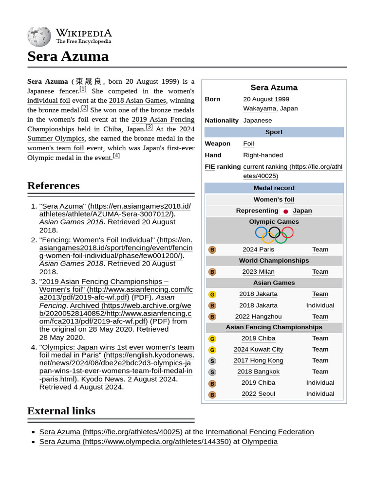 Sera_Azuma | PDF | Fencing | International Sports Competitions