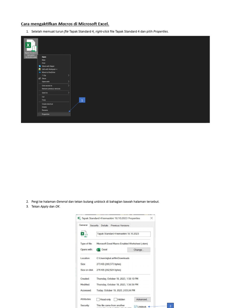 07-Cara Mengaktifkan Macros Di Microsoft Excel | PDF