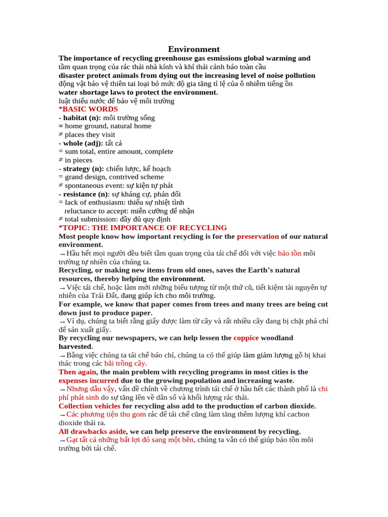 Environment: Basic Words | PDF