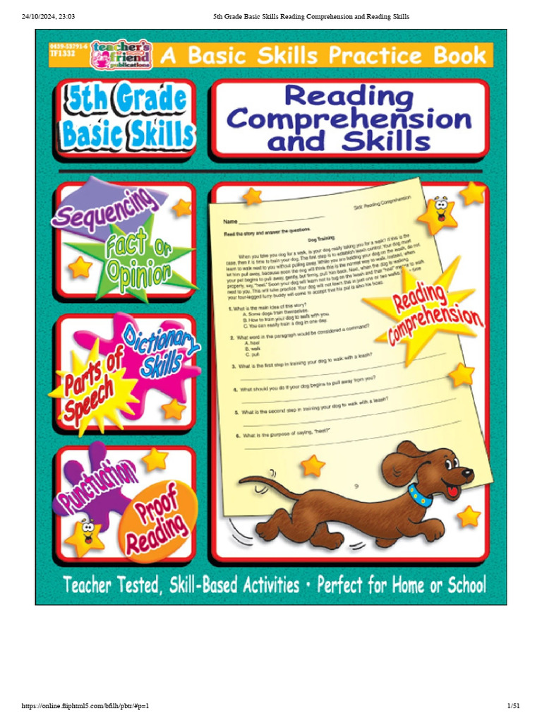 5th Grade Basic Skills Reading Comprehension and Reading Skills | PDF ...