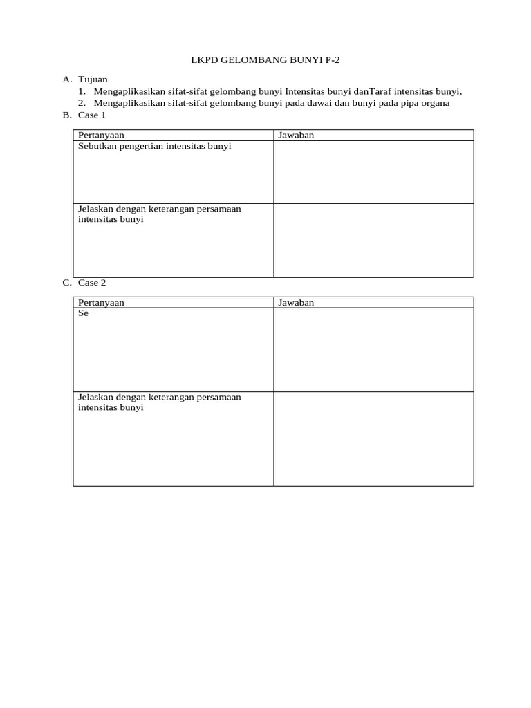 Lkpd Gelombang Bunyi P-2 | PDF