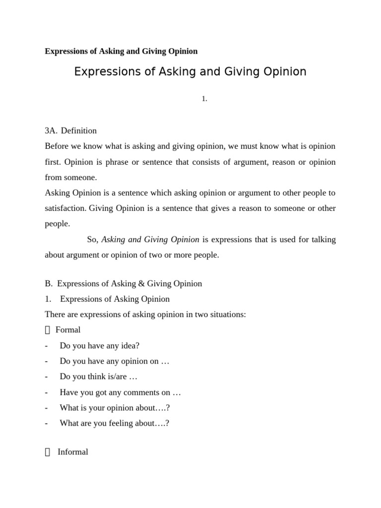 Expressions of Asking and Giving Opinion | PDF