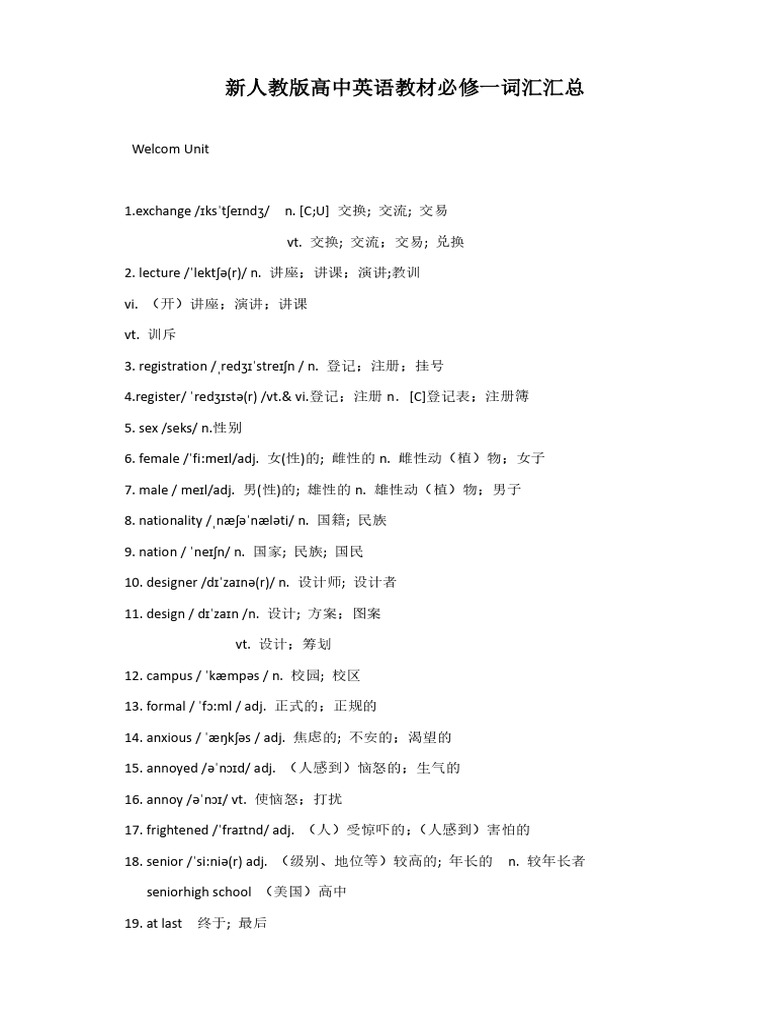 Vocabulary List For Candy | PDF
