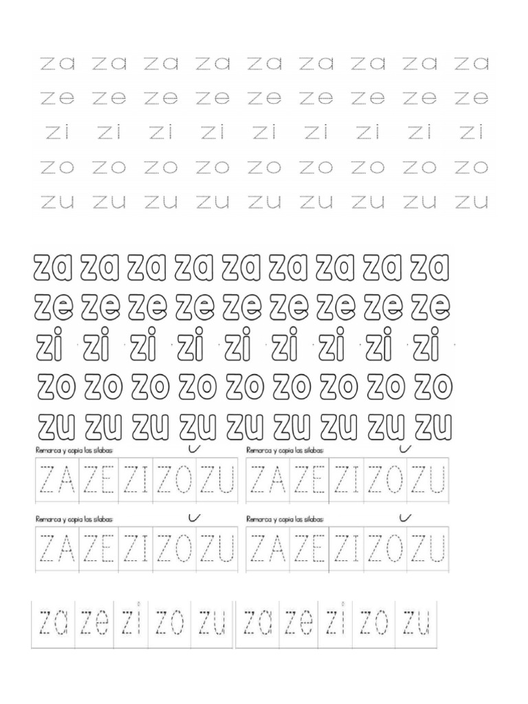 silaba za ze zi zo zu | PDF