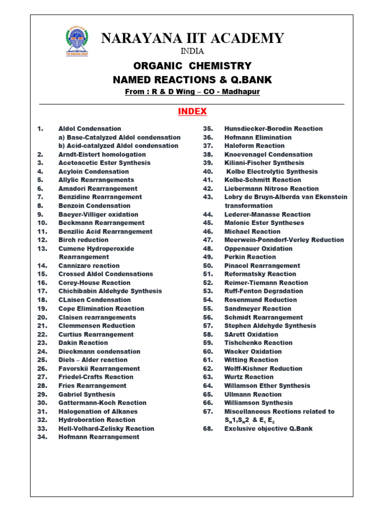 Comprehensive Named Organic Reactions | PDF