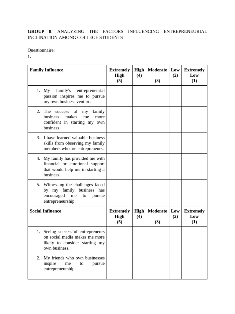SURVEY QUESTIONNAIRE AND MEASURES (AutoRecovered) | PDF ...