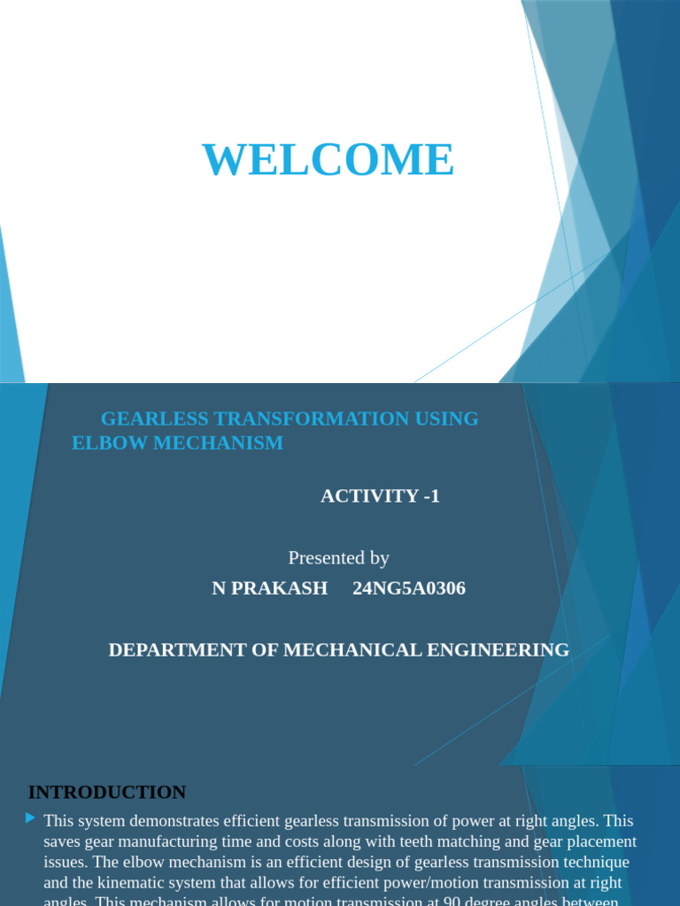 Gearless Transmission Using Elbow Mechanism 1 | PDF