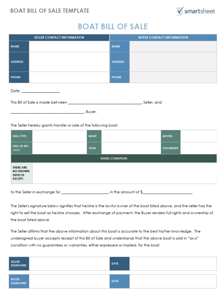 IC Boat Bill of Sale Template - PDF | PDF