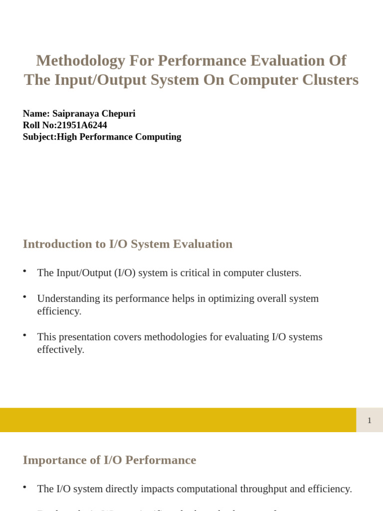Methodology For Performance Evaluation of The Input - Output System On Computer Clusters | PDF ...