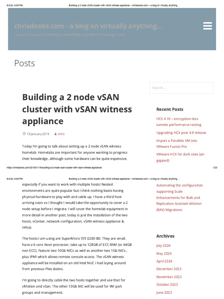 Building a 2 node vSAN cluster with vSAN witness appliance – chrisdooks ...