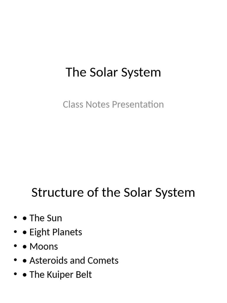 Overview of the Solar System Components | PDF
