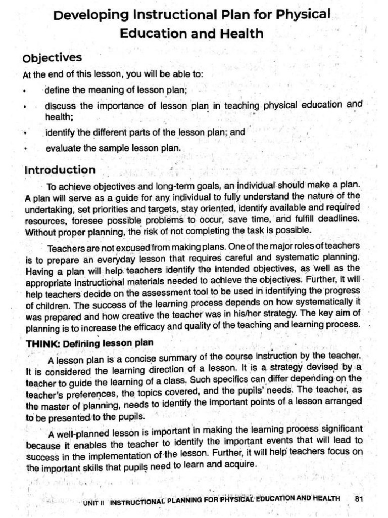 Developing An Instructional Plan | PDF