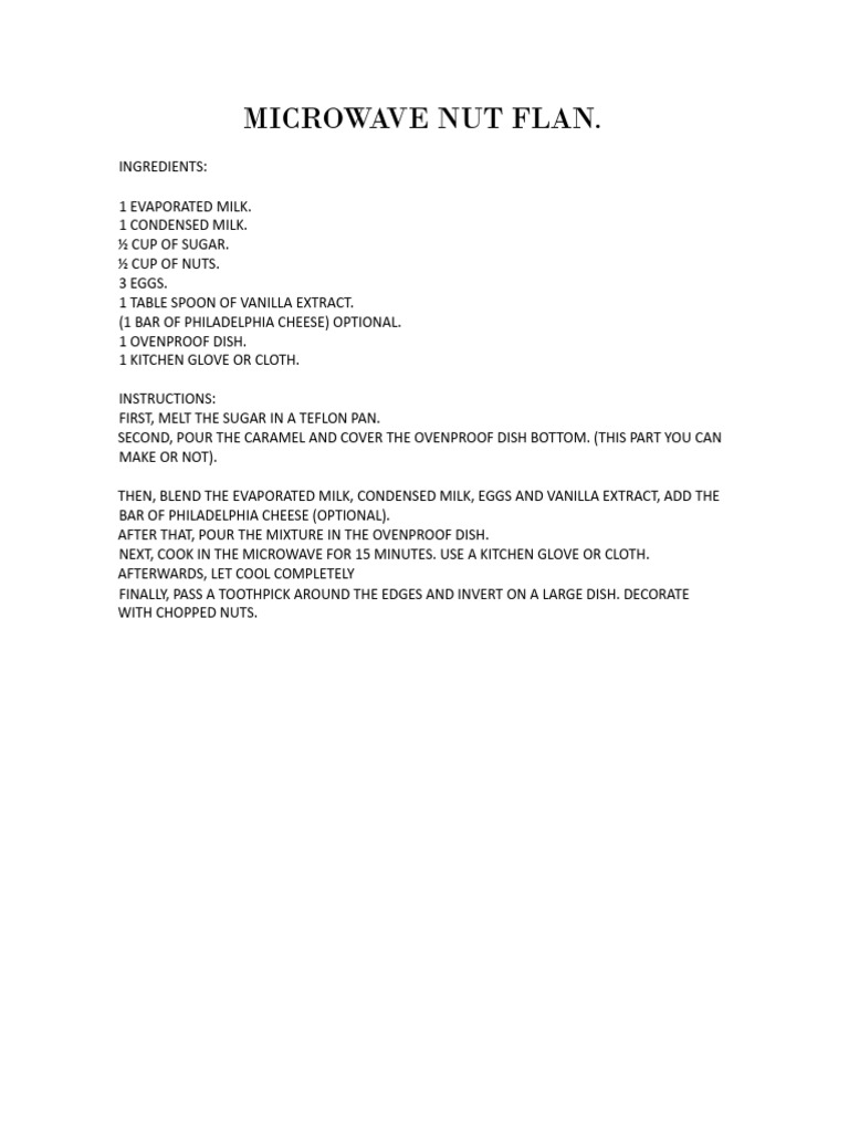 Microwave Nut Flan | PDF