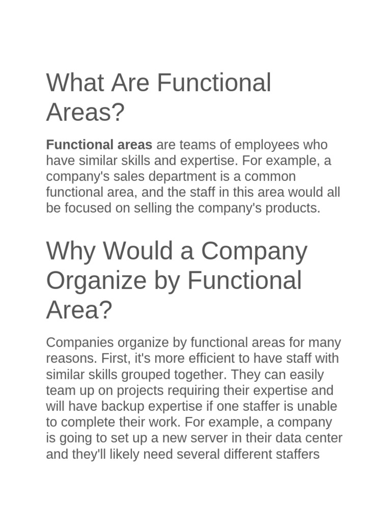 Understanding Functional Areas in Business | PDF