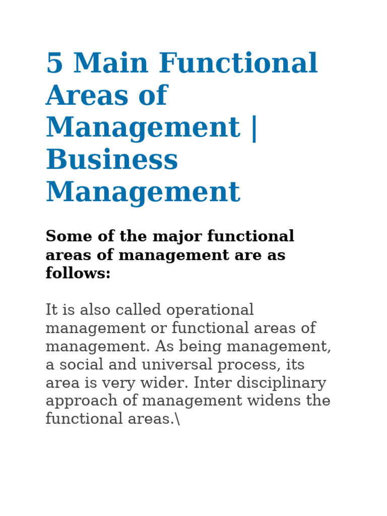 Functional Areas of Management | PDF | Marketing | Human Resources
