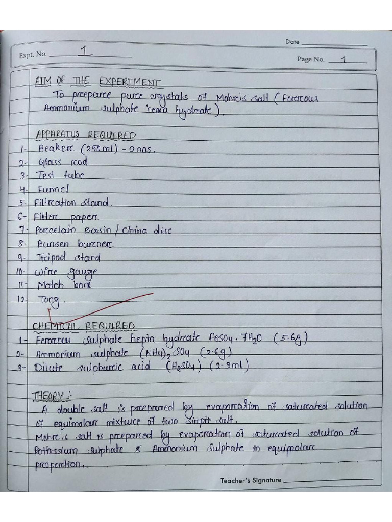 Chemistry Practical Record | PDF
