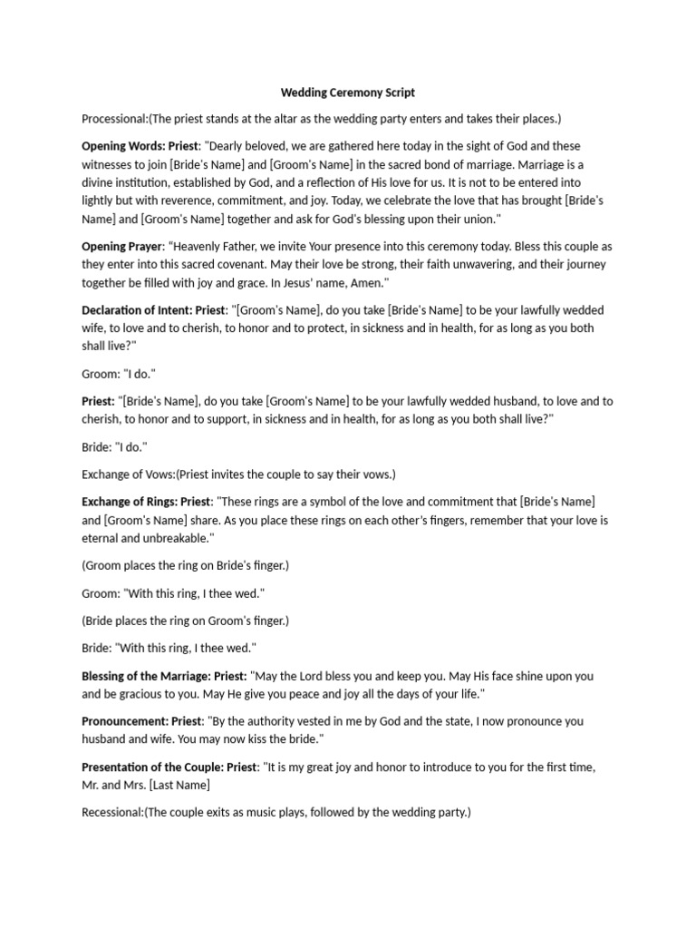 Wedding Ceremony Script Guide | PDF
