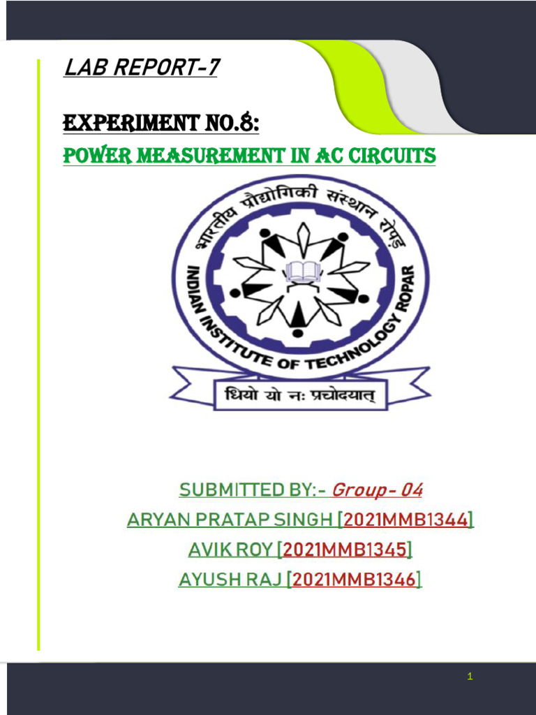 Ge104 Lab Report G4 Expt 8 | PDF | Ac Power | Voltage