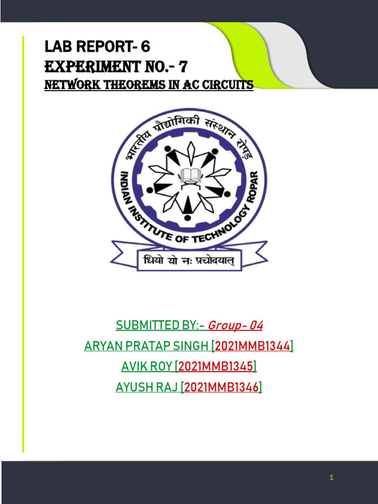 LAB REPORT-6 | PDF | Electrical Network | Root Mean Square