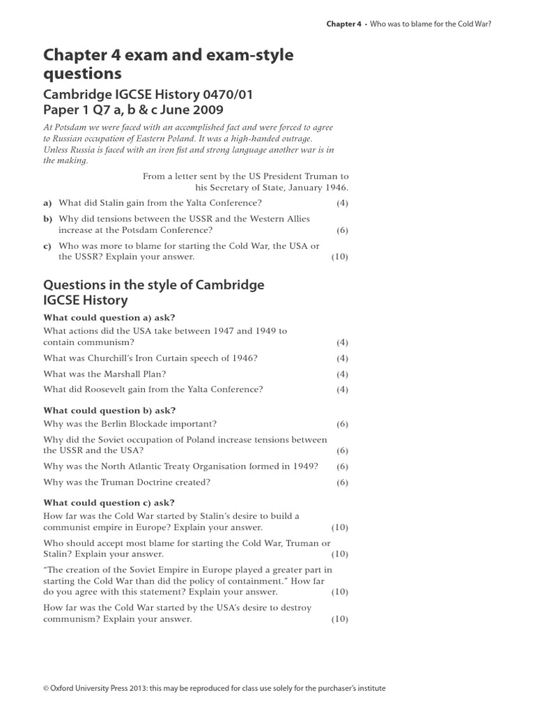history ch4-exam-questions | PDF | Cold War | Former Socialist Republics