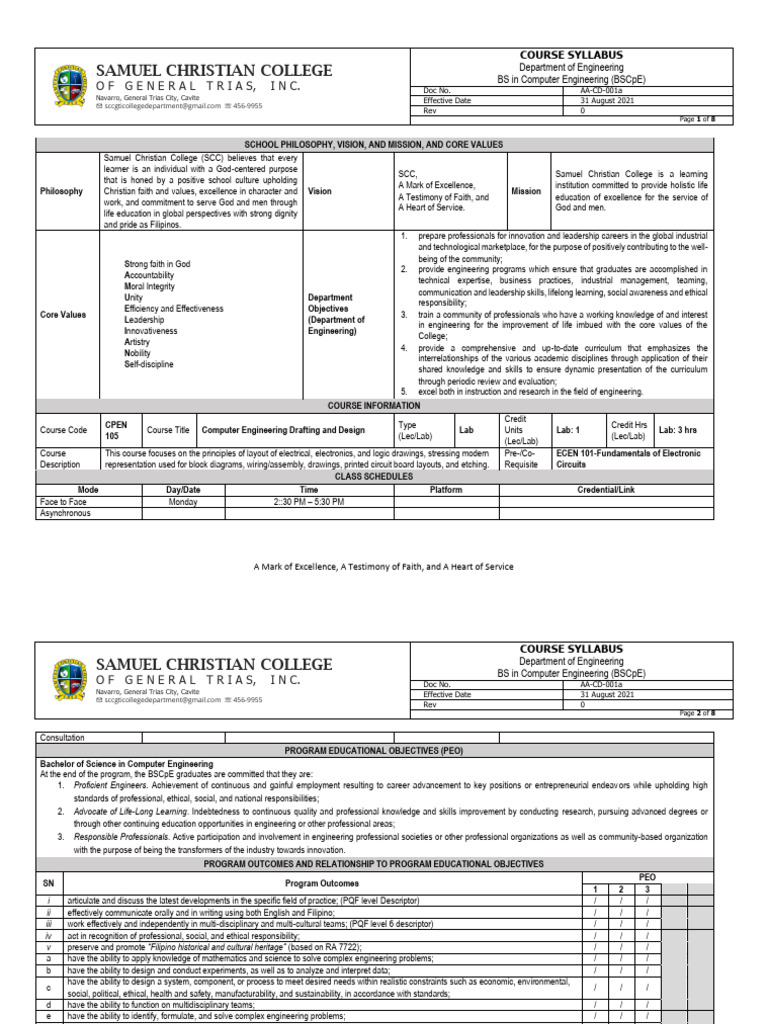 Computer Engineering Drafting Syllabus | PDF | Engineering
