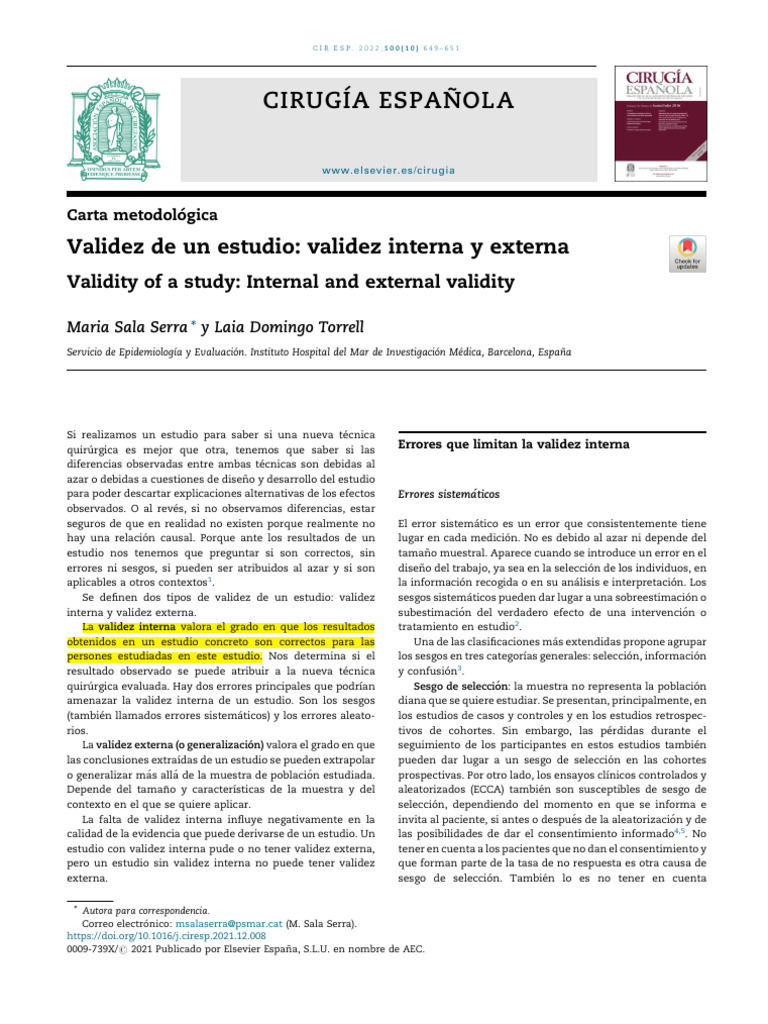 Validez de un estudio validez interna y externa | PDF | Parcialidad ...