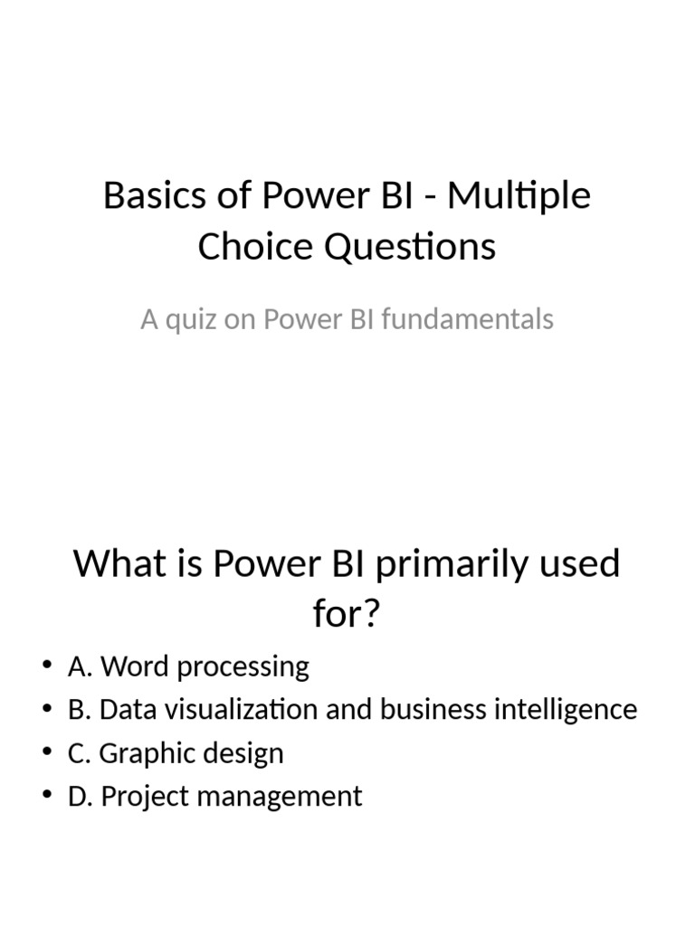 PowerBI Basics MCQ Quiz | PDF