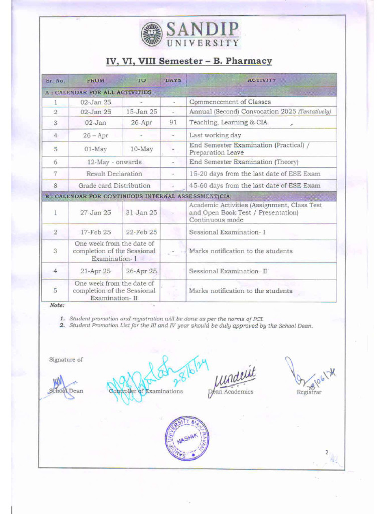 Academic Calender 2024-24 Even Semester | PDF