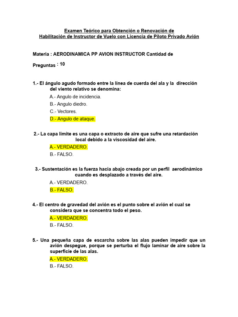 Examen para Instructores de Vuelo | PDF | Altímetro | Aeropuerto