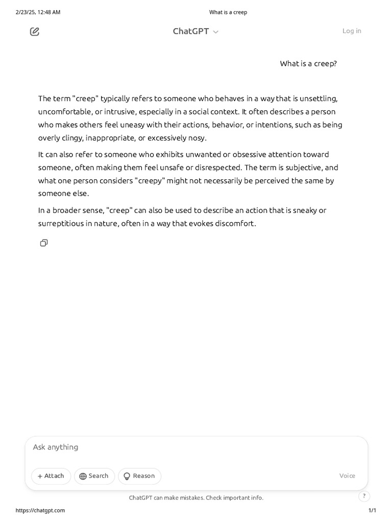 ChatGPT - What Is A Creep | PDF
