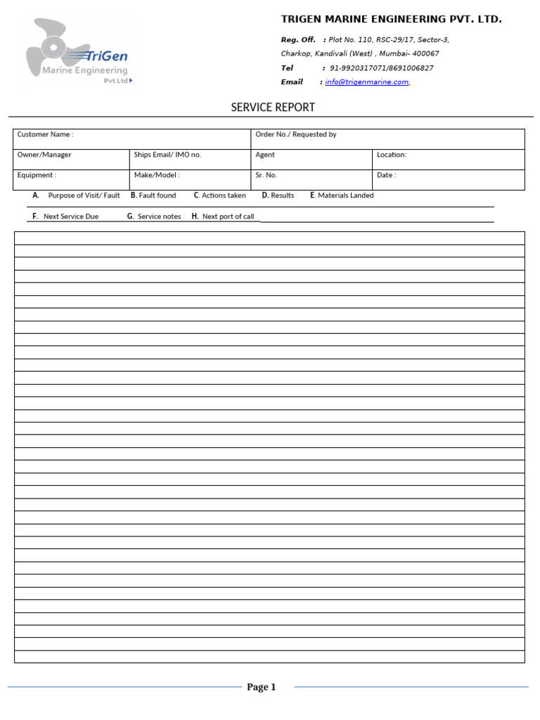 Simple Service Report Template | PDF
