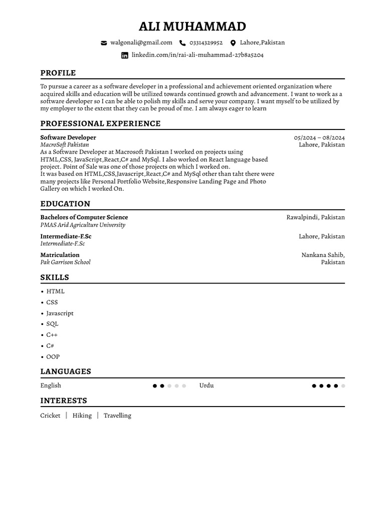 Ali-Muhammad CV | PDF
