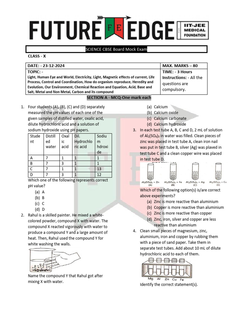 Class 10 - Science - Full Syllabus 23-12-2024 | PDF | Oxide | Acid