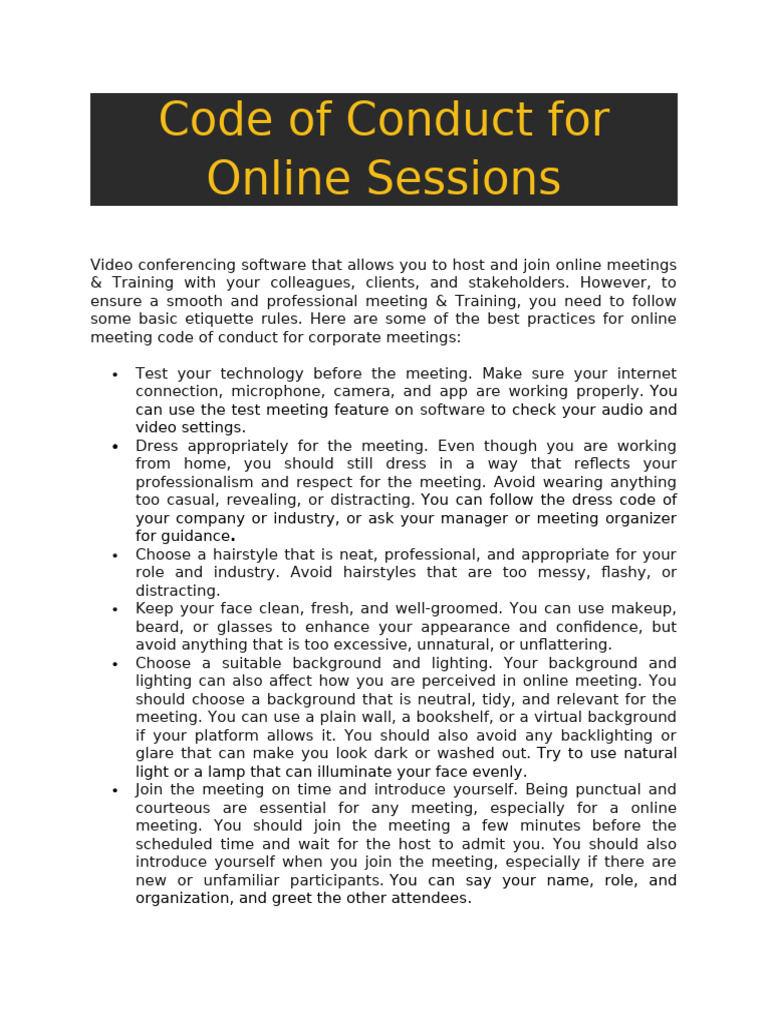 Online Meeting Etiquette Guide | PDF